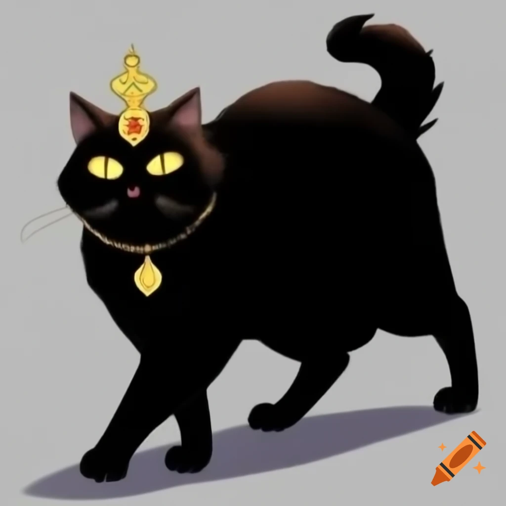 Old black cleric cat with golden eyes wearing gold indian headpiece on ...
