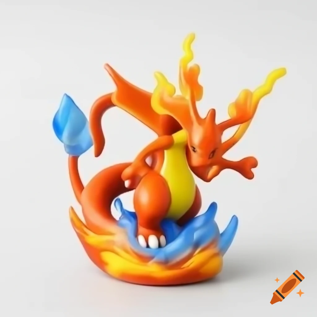 Whimsical ceramic fusion of Charizard, Mewtwo, and Pikachu on Craiyon