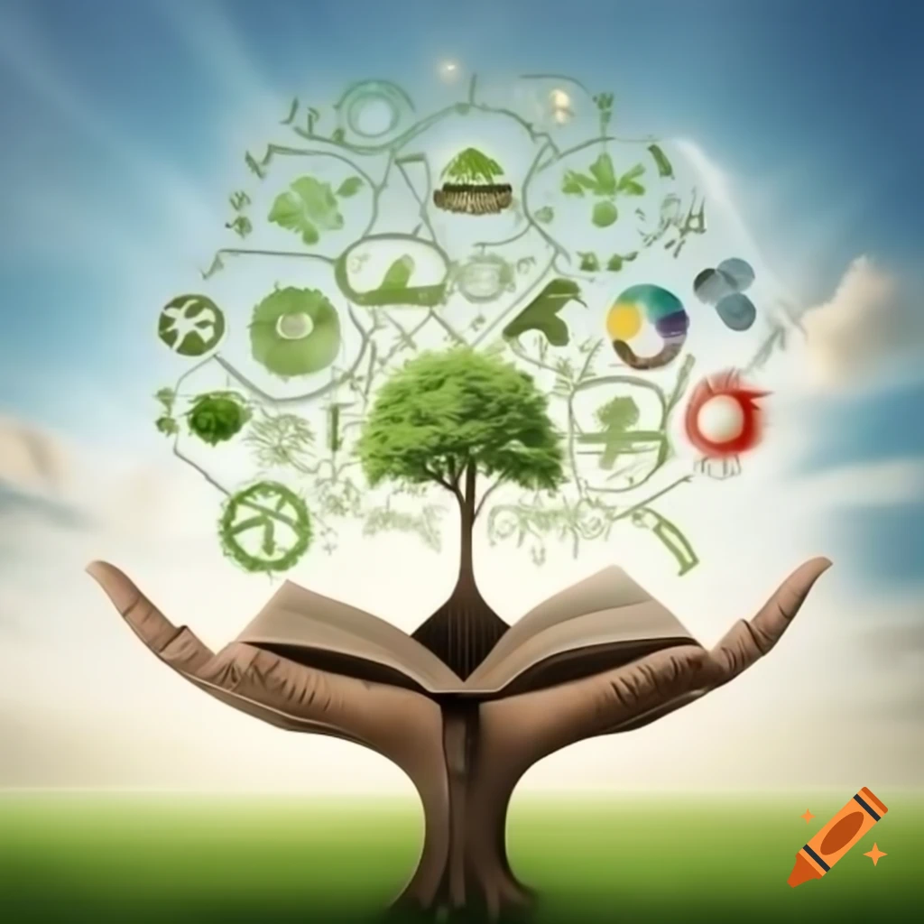 Symbolic learning tree concept with branches representing knowledge and ...