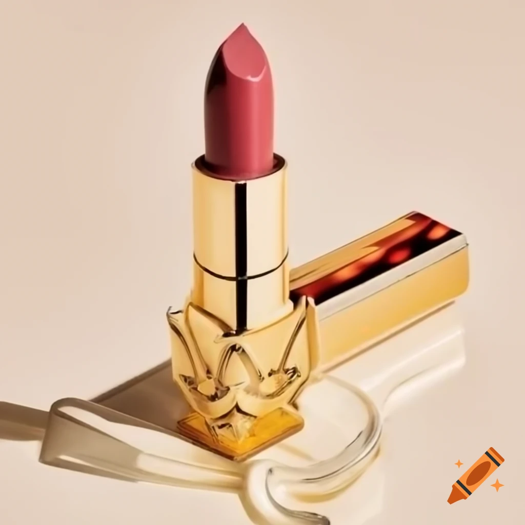 Luxury lipstick adorned with glowing diamonds and elegant ivory-colored ...
