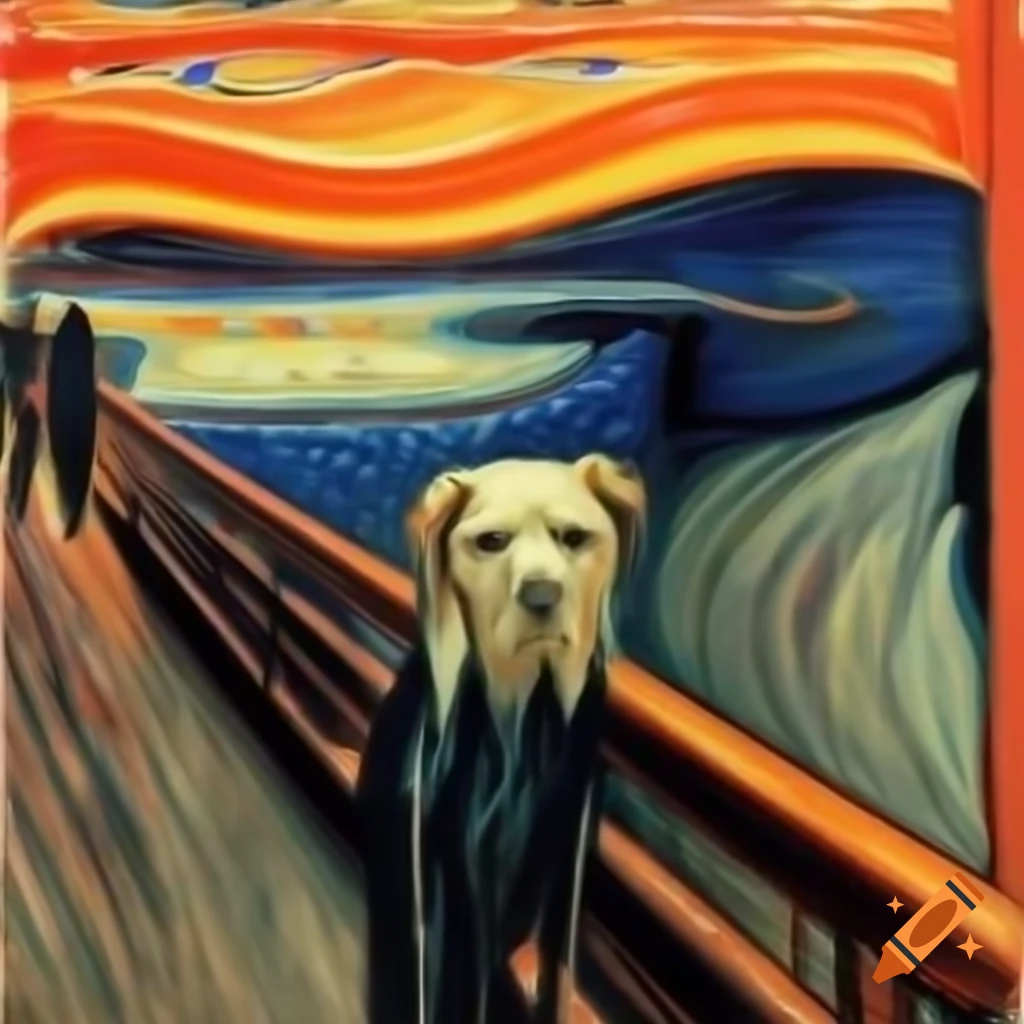Vibrant expressionistic dog artwork inspired by edvard munch on Craiyon