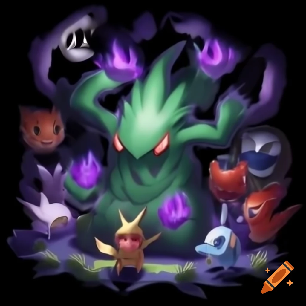 Amorphous entity formed by fusion of various Pokémon pulsating with ...