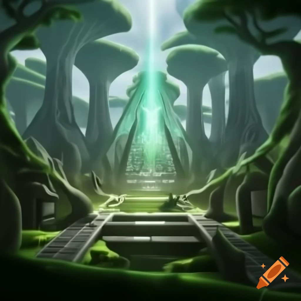 Futuristic Celtic civilization with druids and technology integrated ...