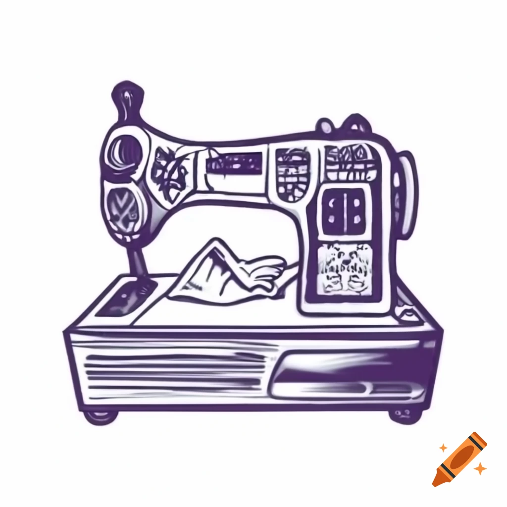 Goofy pop art graphic of a sewing machine and credit card reader on Craiyon
