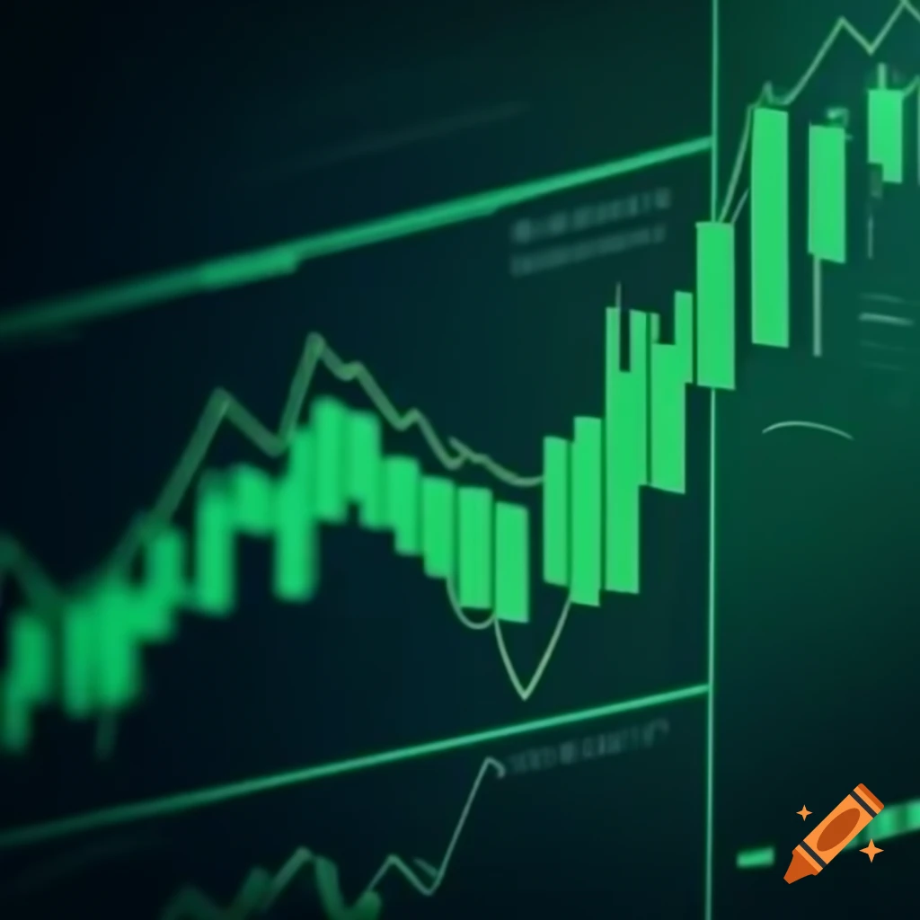 Sleek black background with green charts and graphs for ETF investment guide on Craiyon