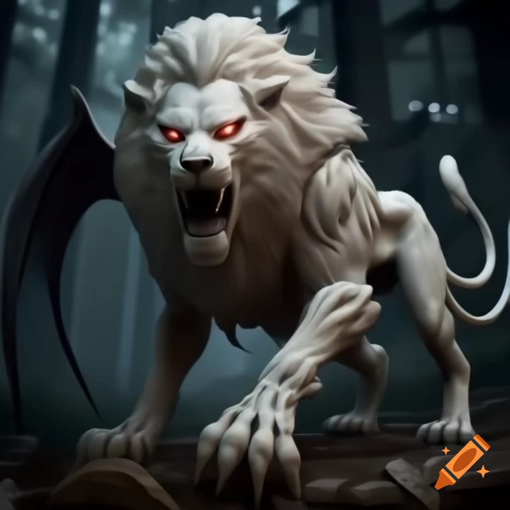 Highly detailed 3d rendering of a hybrid creature combining a white ...