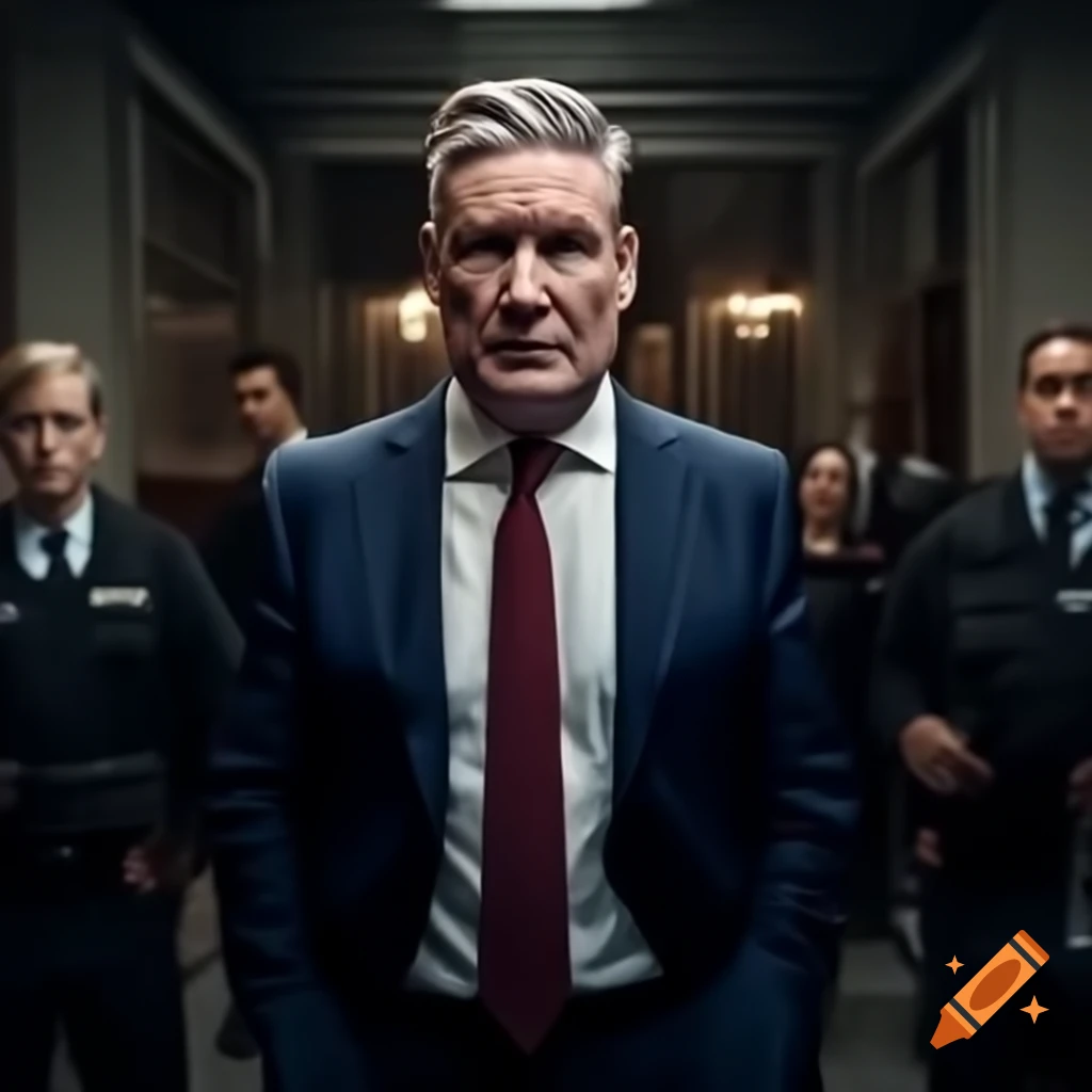 Political satire depiction of keir starmer as a criminal on Craiyon