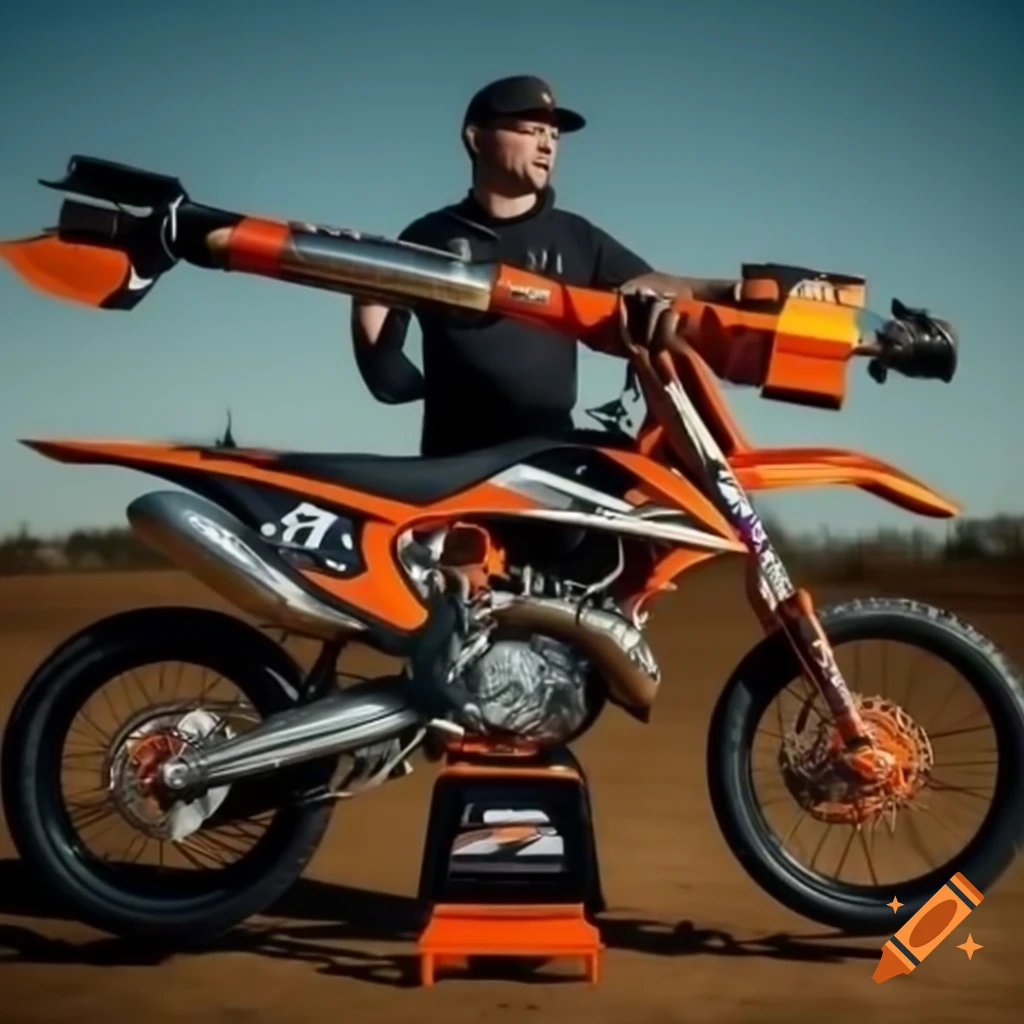 Ktm dirt bike with rocket launchers and jesus saves sticker riding with ...