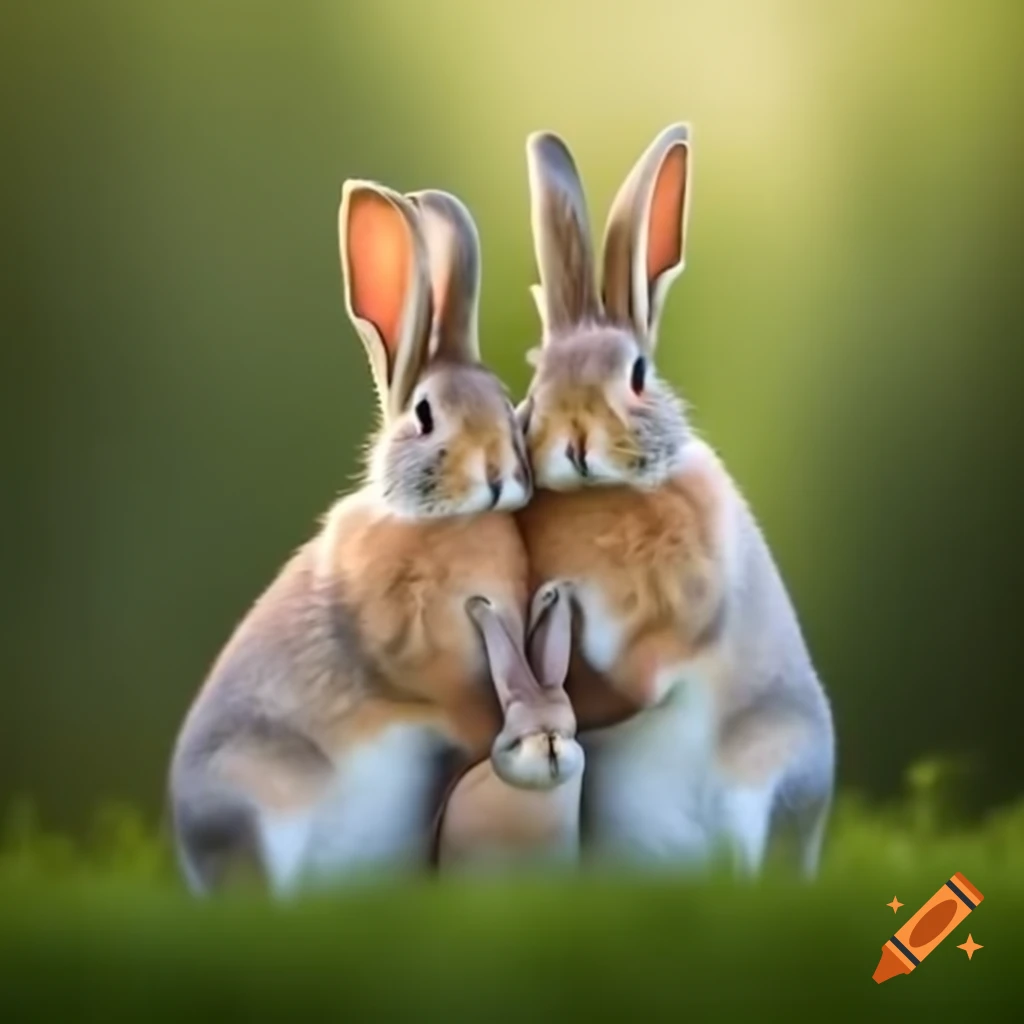 Family of rabbits including father, mother, and daughter on Craiyon