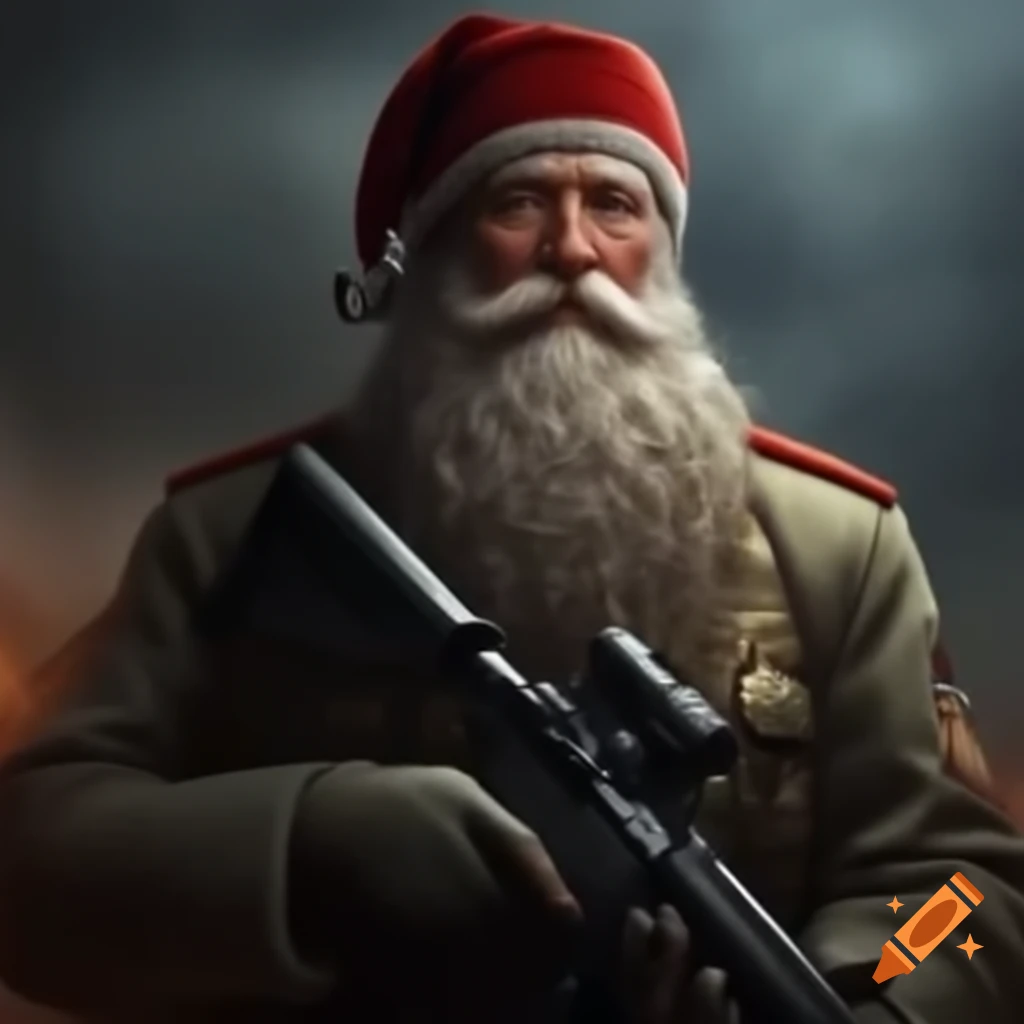 Santa Claus dressed as a general with weapons and Russian army uniform ...