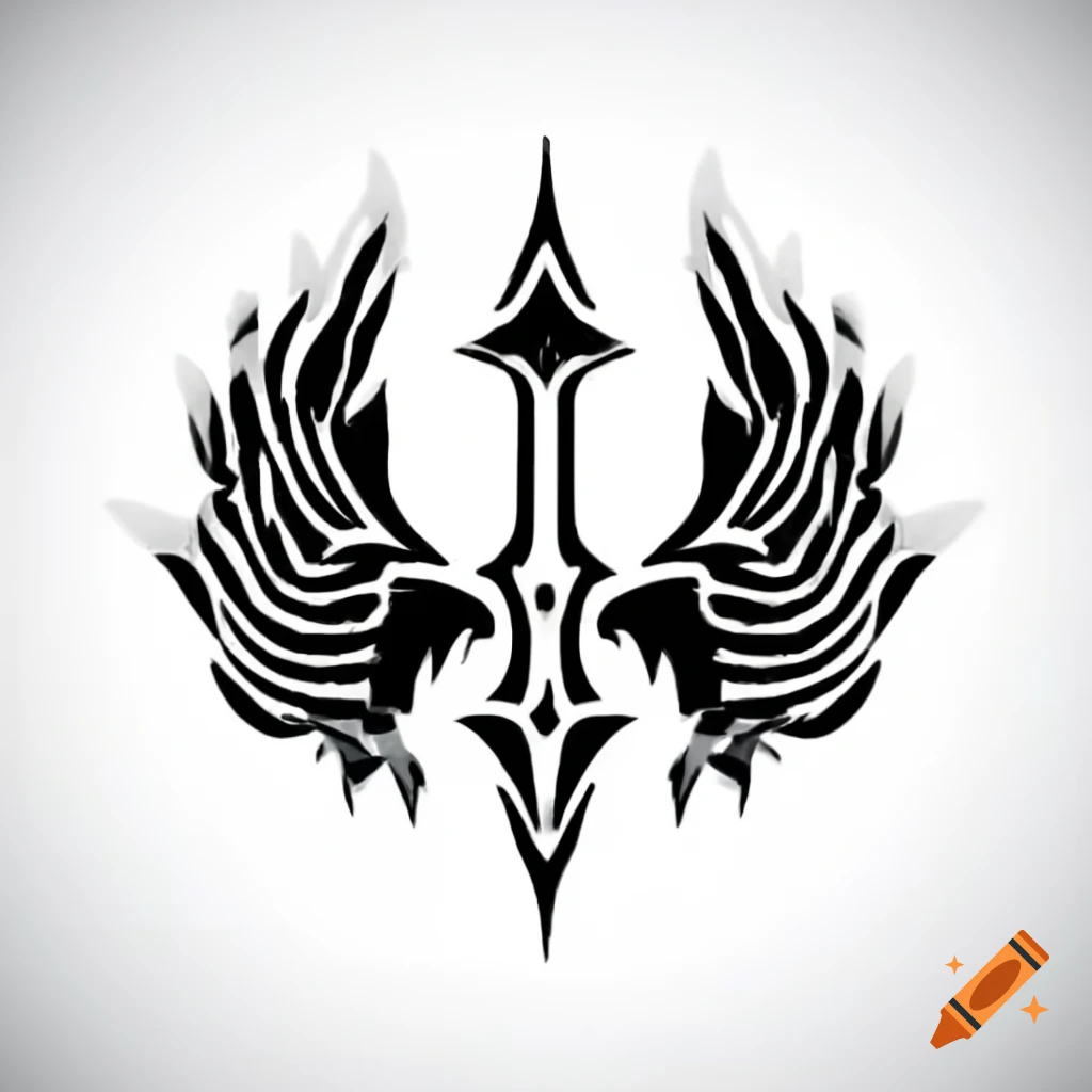 Vintage hand drawn avian bird faction symbol in black and white on Craiyon