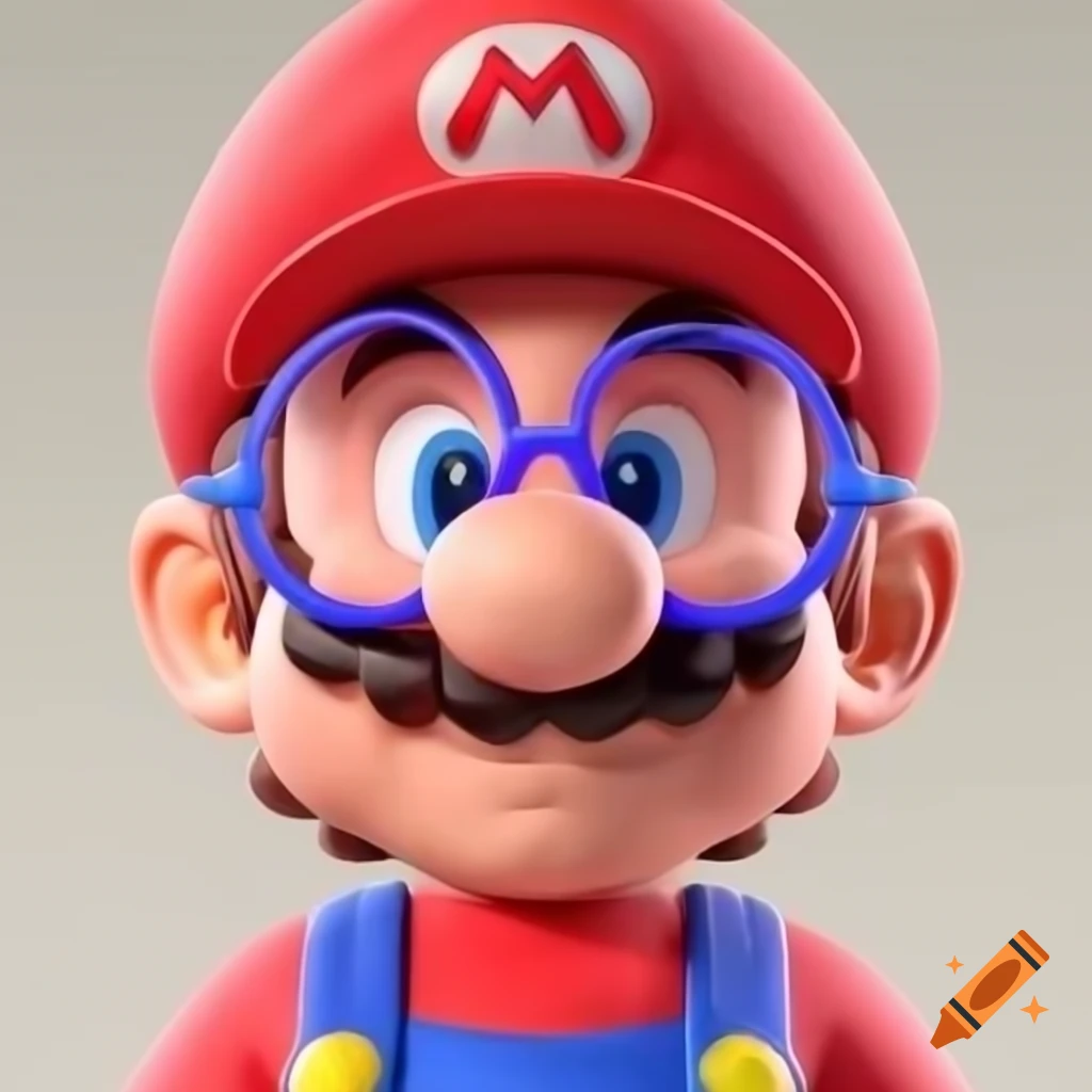 Super mario character wearing 3d glasses on Craiyon