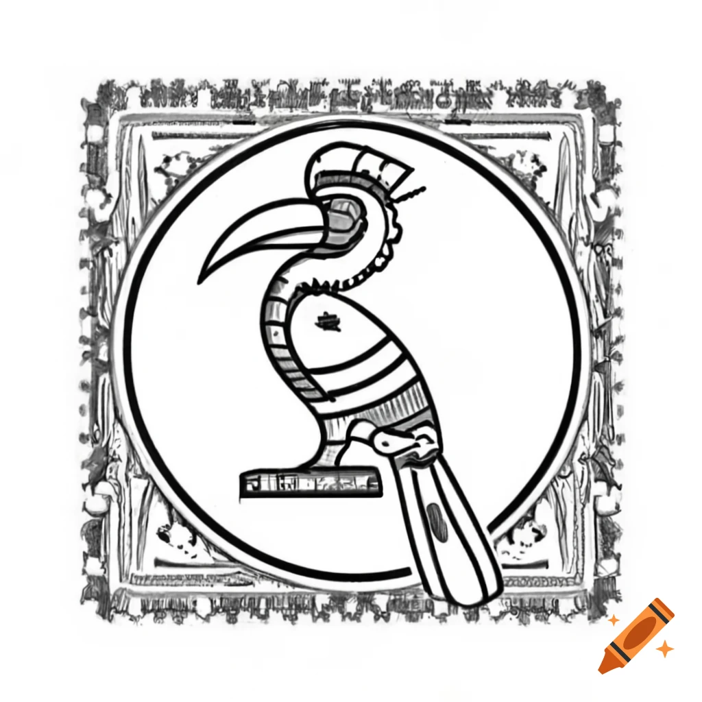 Aztec art style drawing of Luzon hornbill in square frame on Craiyon