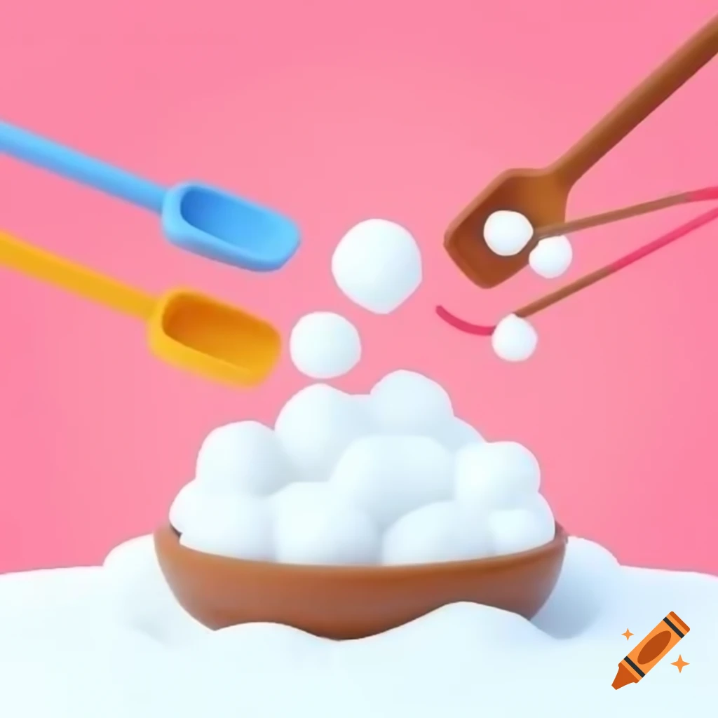 Cartoon of players blindfolded using spatulas to scoop cotton balls in ...