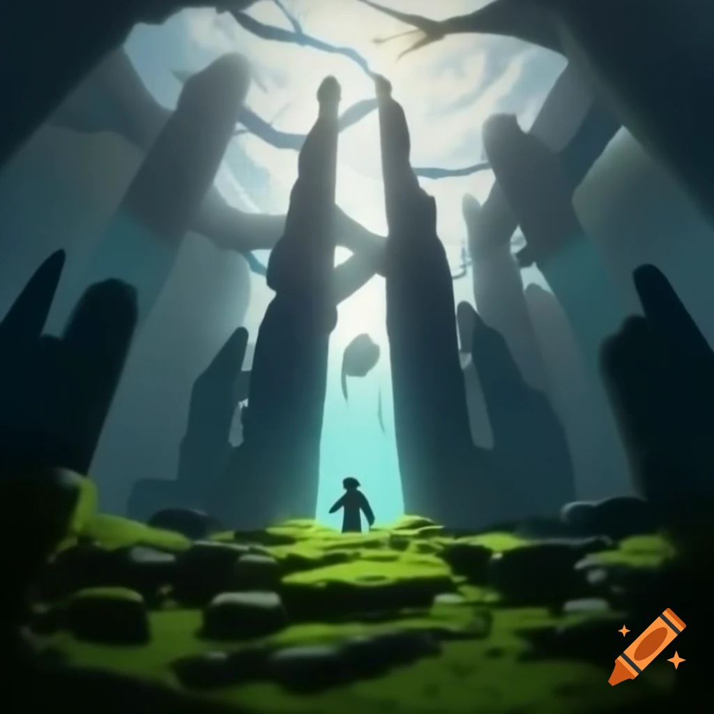 Adventurer with torch silhouetted against silvery sky illuminating ...