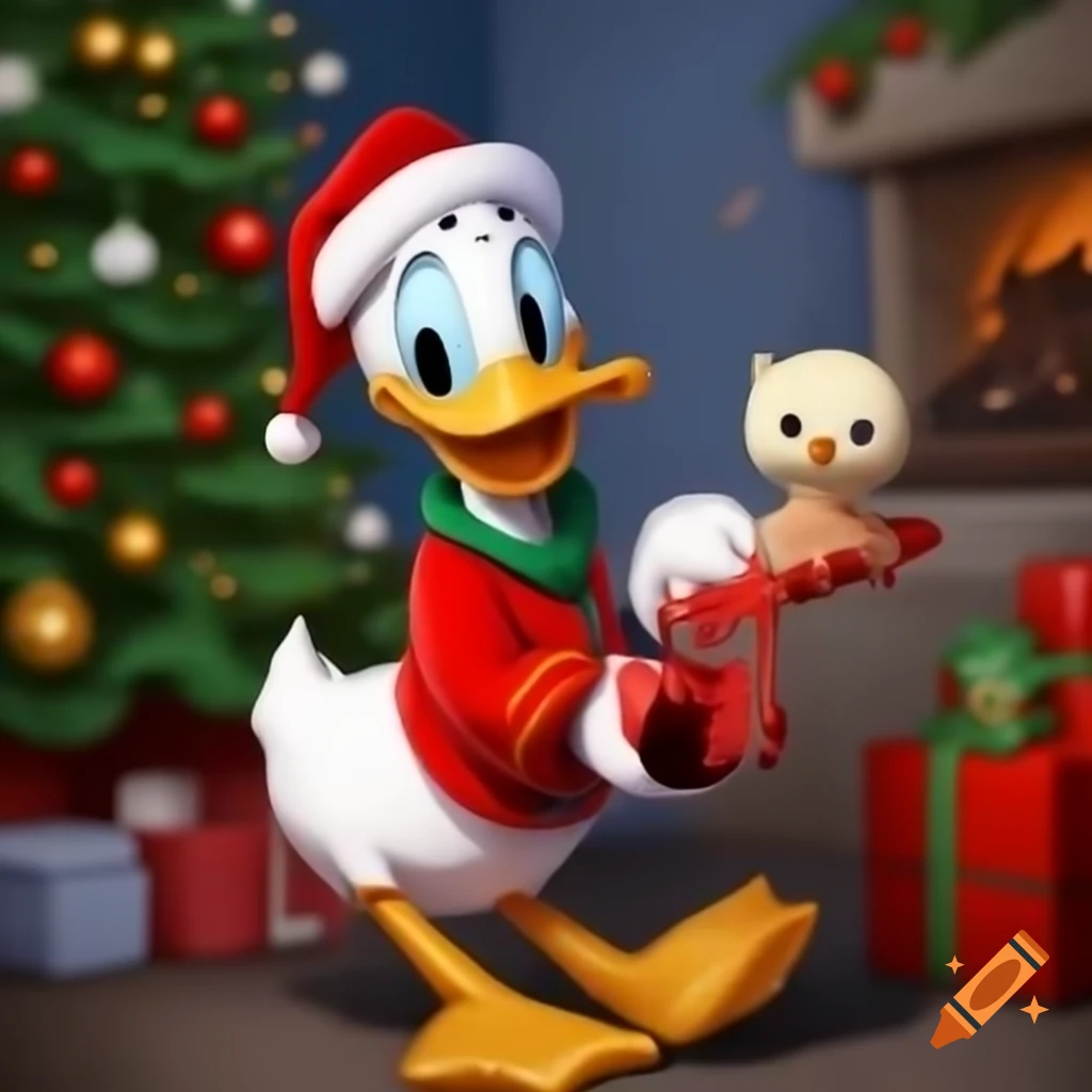 Donald Duck dressed as Santa Claus on Craiyon