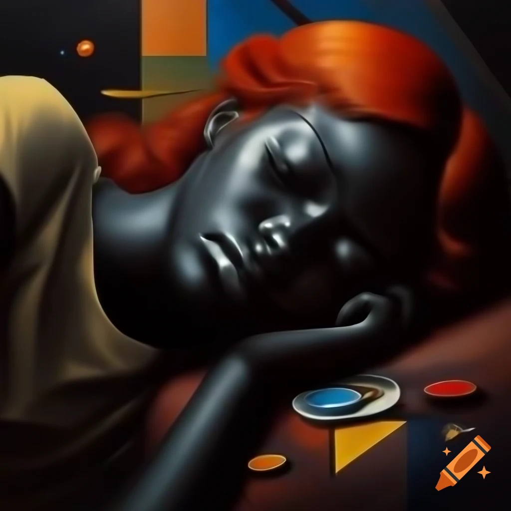 Detailed painting of a sleeping figure in Kandinsky style, elegant and ...