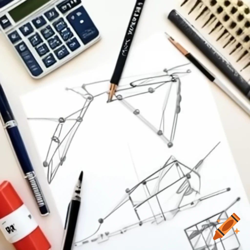 Close-up background image featuring structural engineering drawings and calculations on Craiyon
