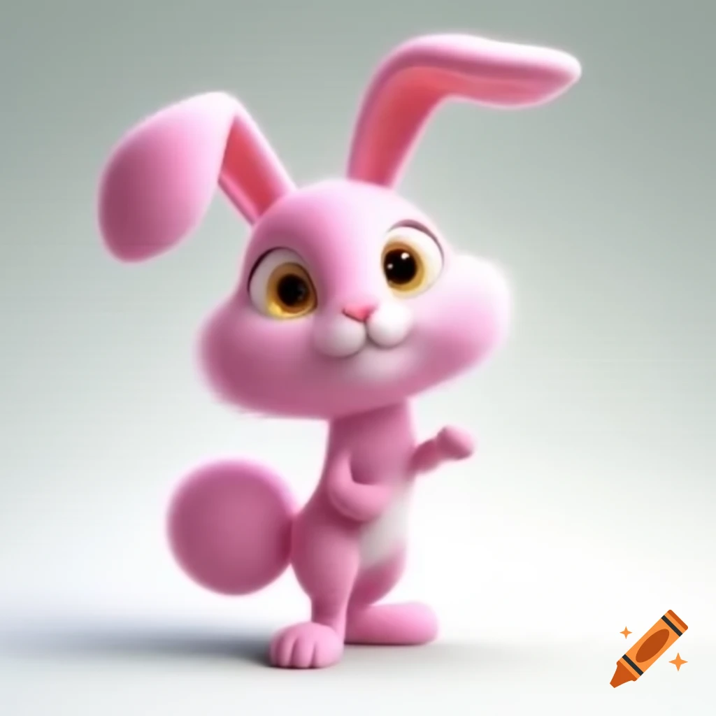 Charming pink bunny girl with bright eyes and bushy tail on Craiyon