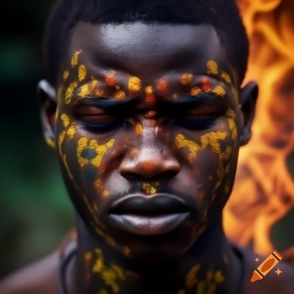 Young african male model with emotional expression reflecting fiery ...