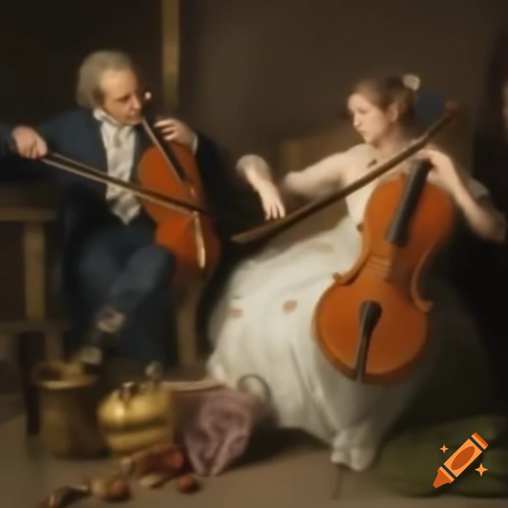 Romantic cello performance on Craiyon
