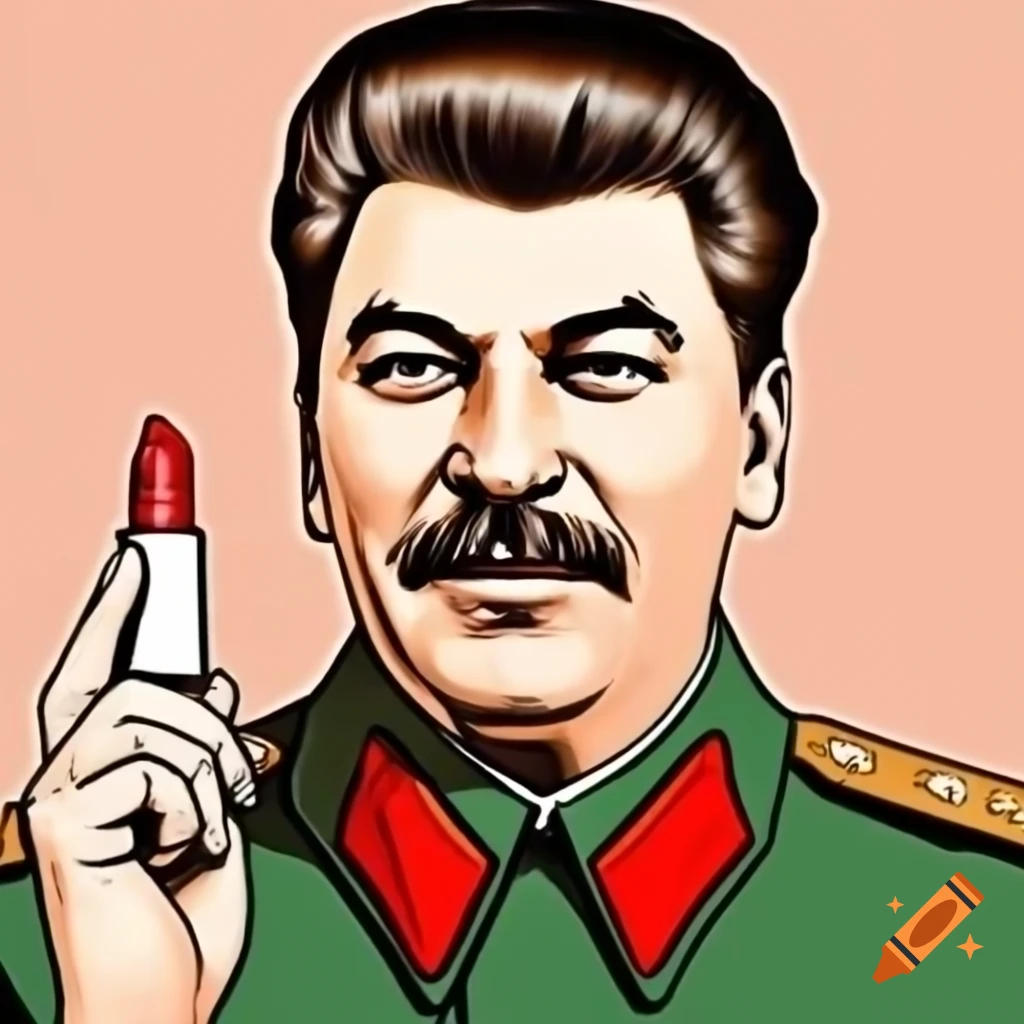Artistic depiction of historical figure Joseph Stalin with cosmetic ...
