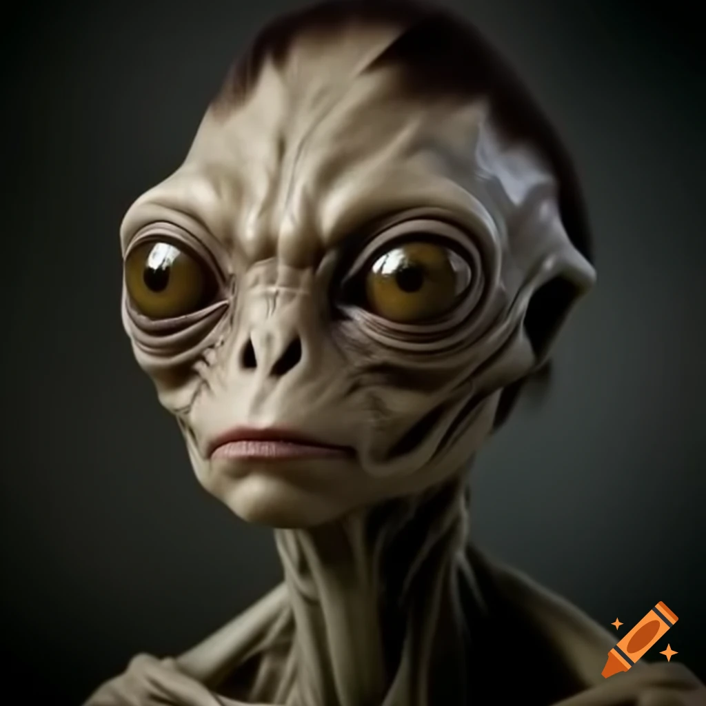 Realistic alien character with low taper fade haircut on Craiyon