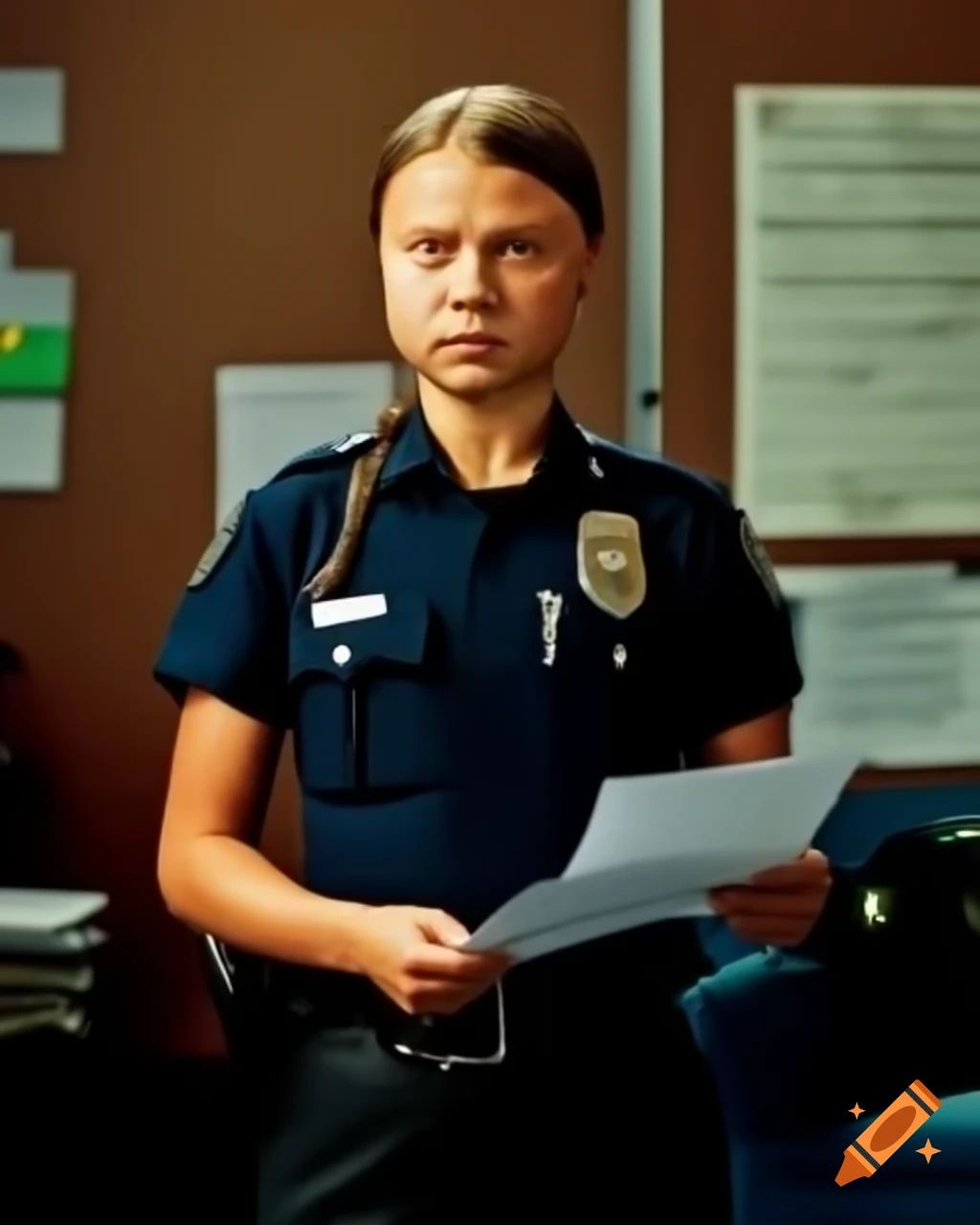 Police officer portrait in uniform with equipment belt, full body ...