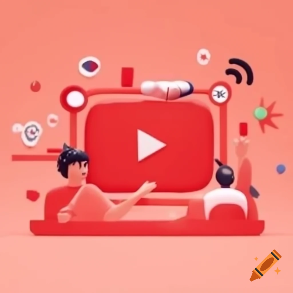 YouTube learning platform design in red theme on Craiyon