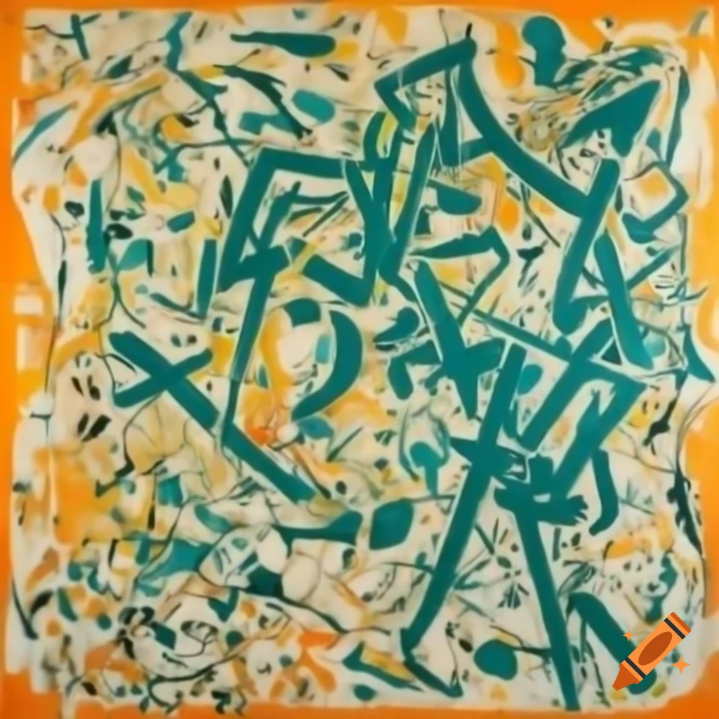 Abstract calligraphy art collage with warm tones inspired by various ...