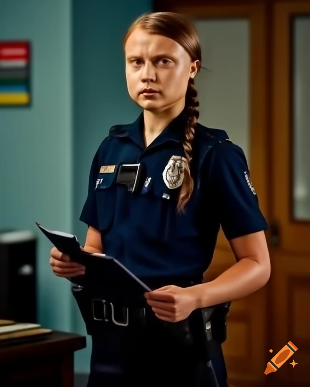 Ultra HD portrait of police officer taking notes, wearing uniform and ...