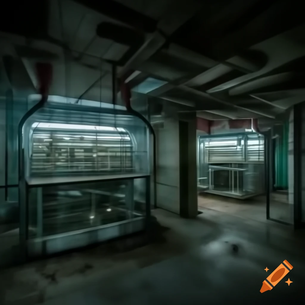 Underground secret laboratory in New York City, vast dimly lit space on ...