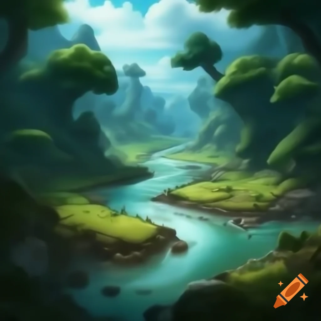 Small fantasy river with imaginative scenery on Craiyon