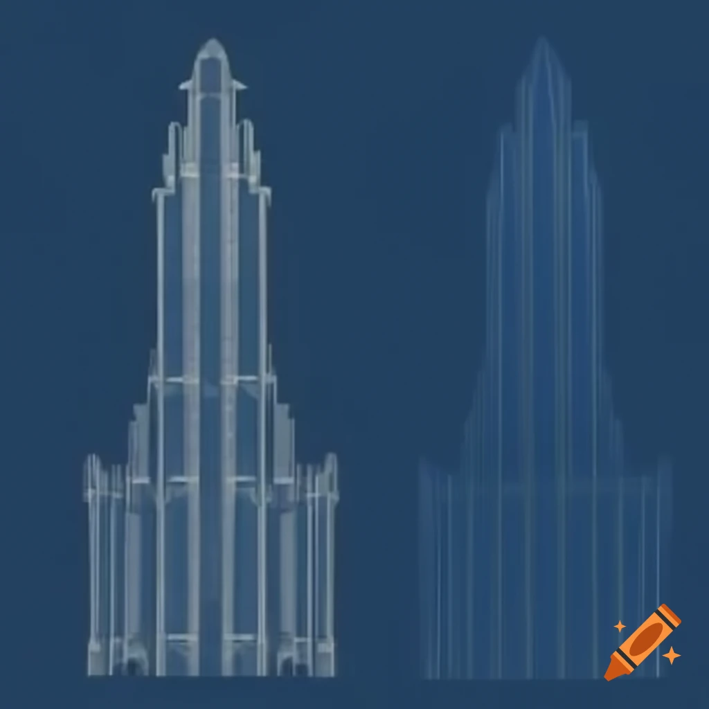 Blueprint of a skyscraper in classical medieval style on Craiyon