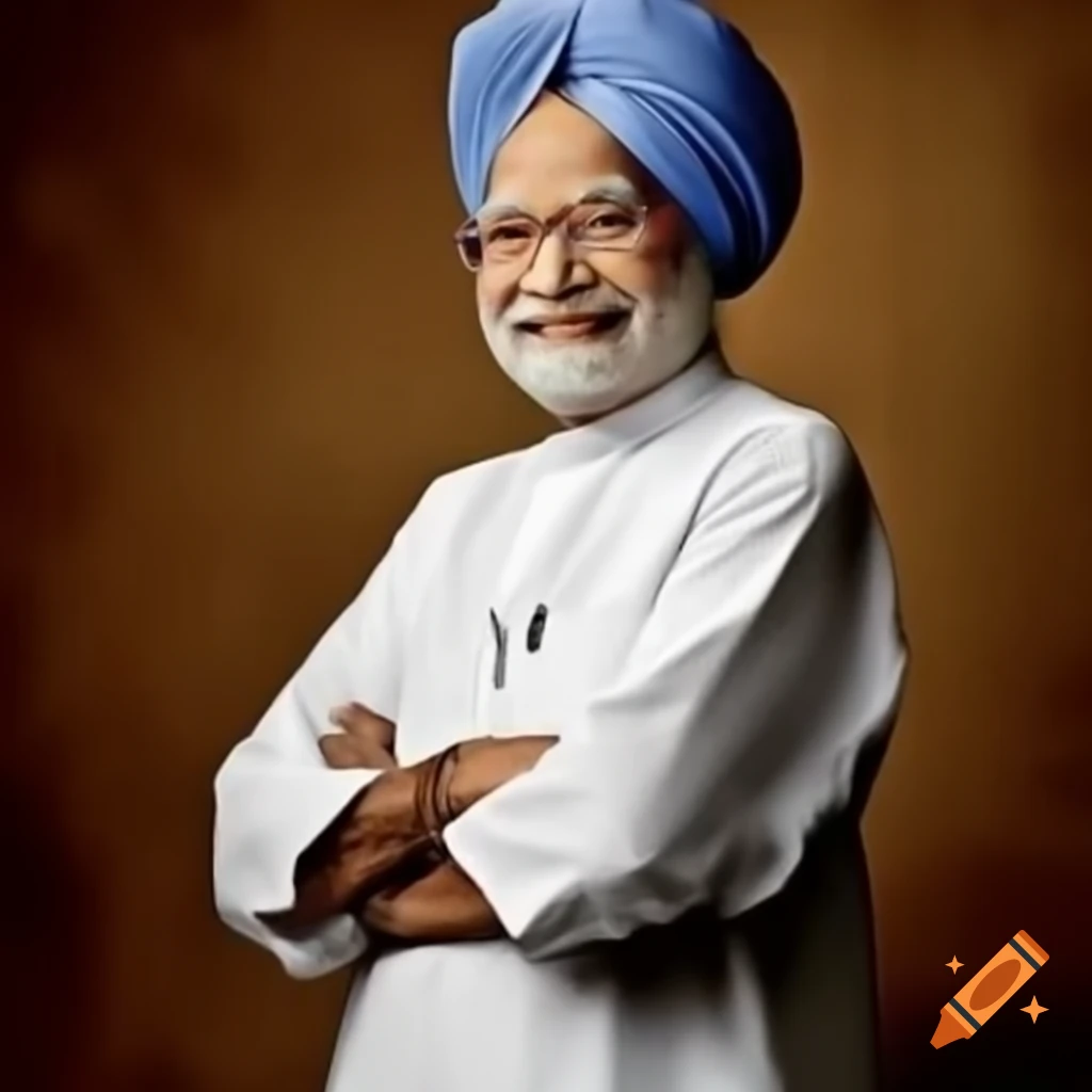 Portrait of Dr. Manmohan Singh smiling warmly, showcasing wisdom on Craiyon