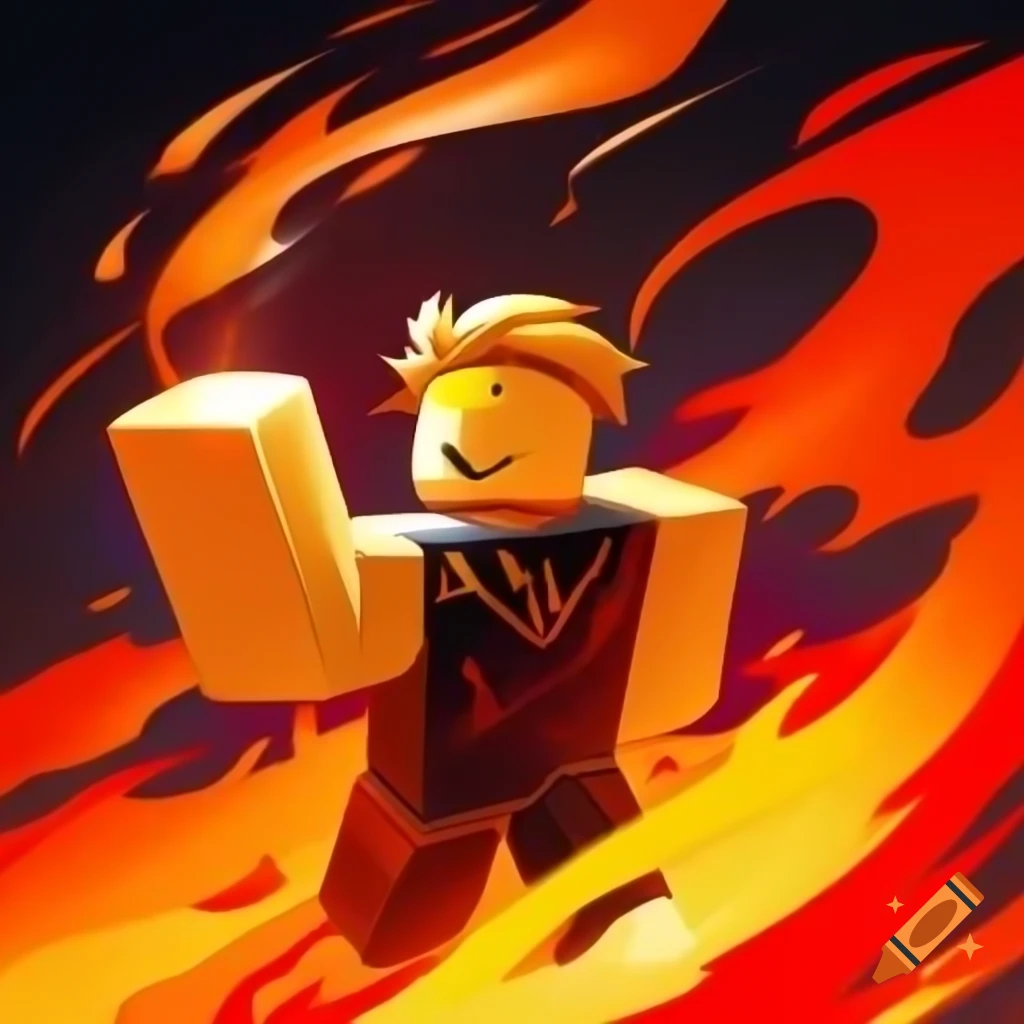 Dynamic drawing of retrofire, roblox character in anime style on Craiyon