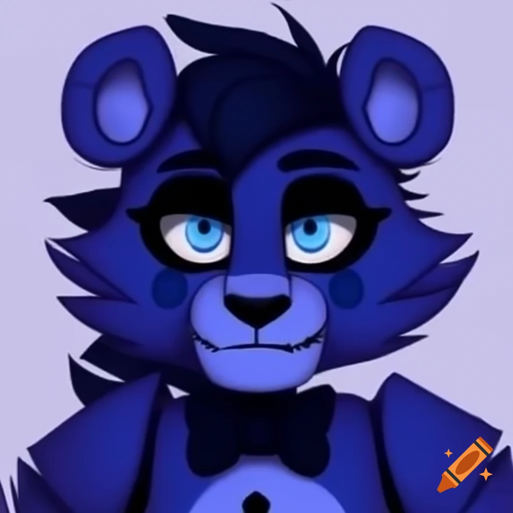 Stylized anime portrait of a dark blue lioness inspired by Glamrock ...