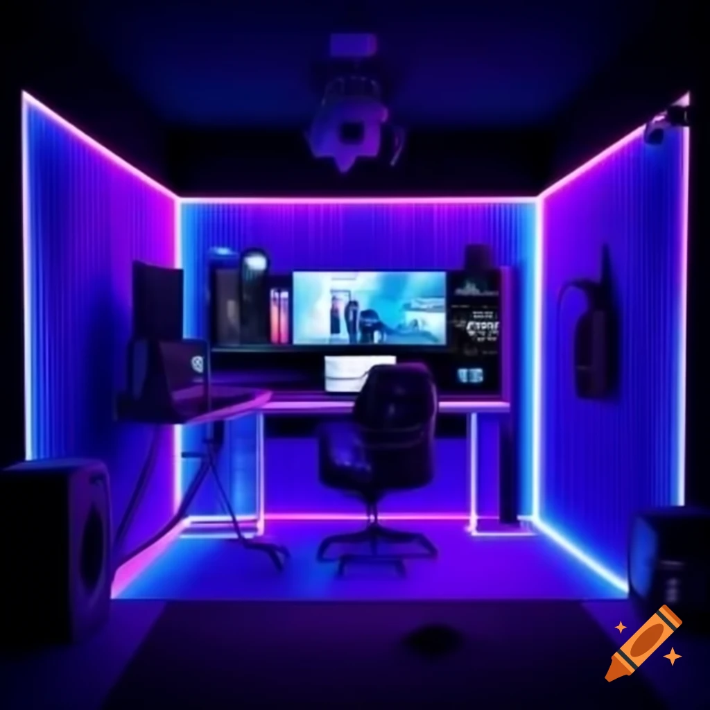 Gaming streamer's backdrop and room setup on Craiyon