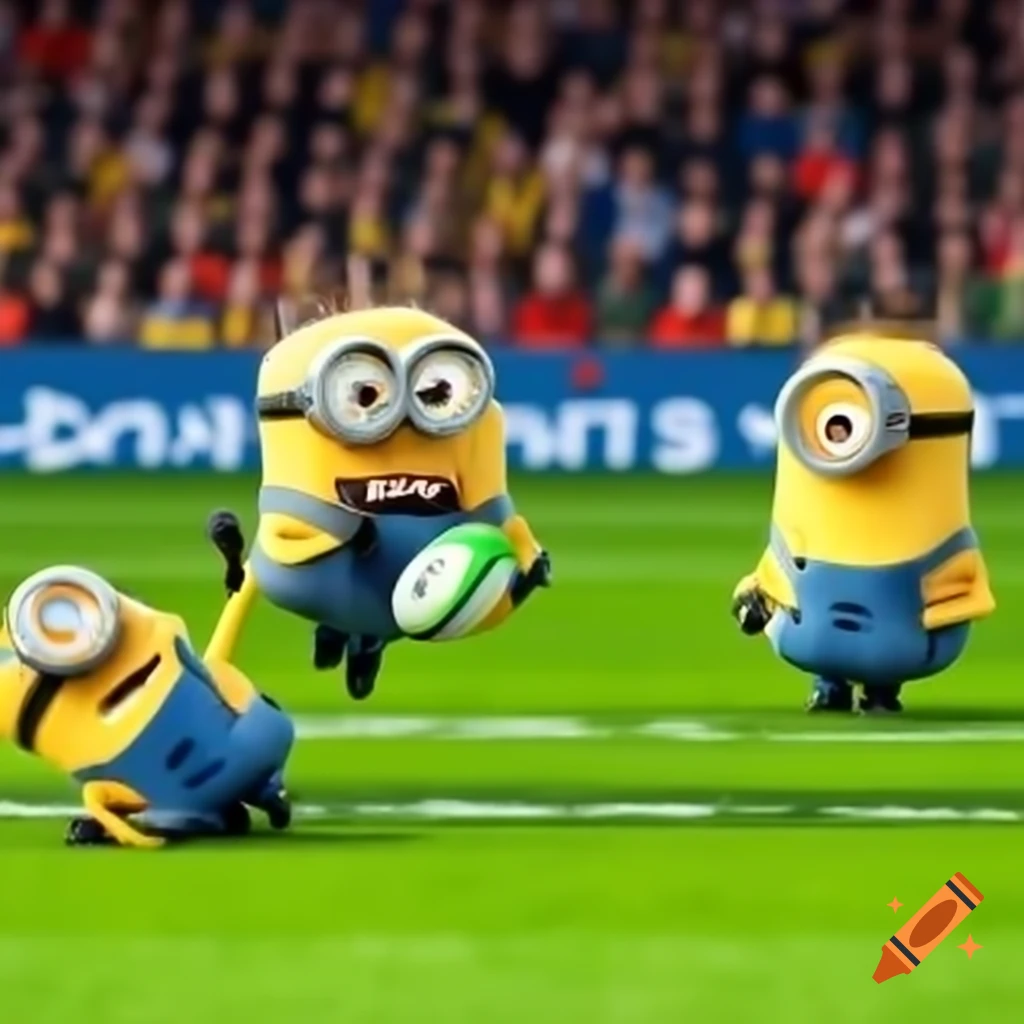 Minions competing in a rugby match representing england and scotland on ...