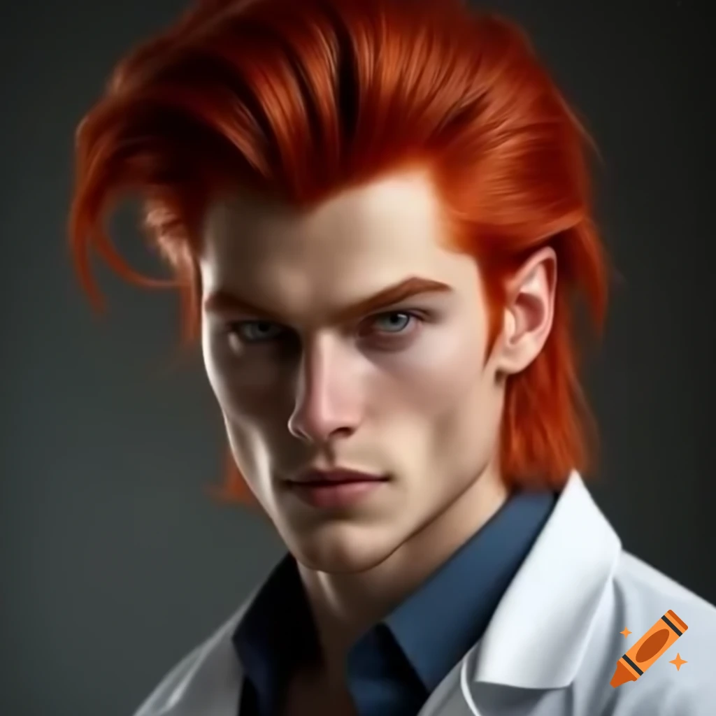 Photorealistic portrayal of a red-haired mad scientist on Craiyon