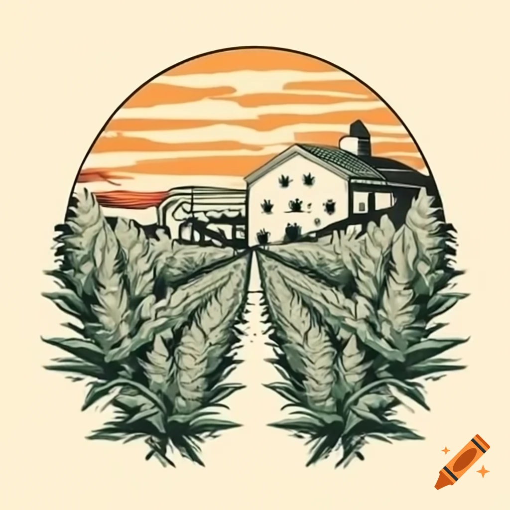 Vintage psychedelic artwork of hemp farm at sunset on Craiyon