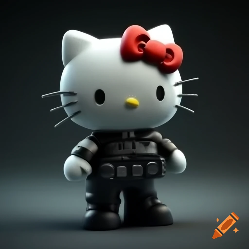 3d rendered tactical hello kitty in black boots on Craiyon