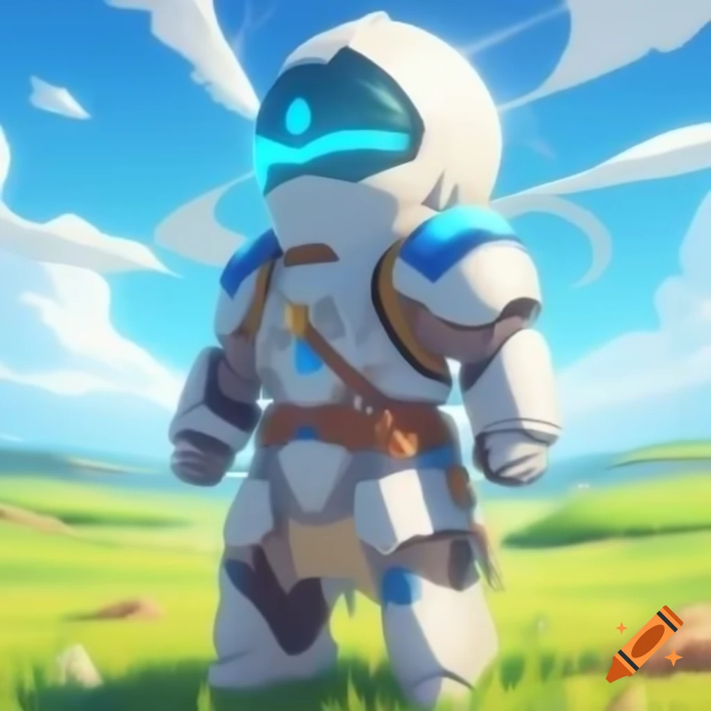 Commonwealth soldier character with animal-inspired helmet and glowing ...