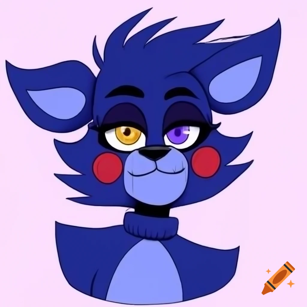 Stylized anime portrait of dark blue lioness inspired by glamrock ...