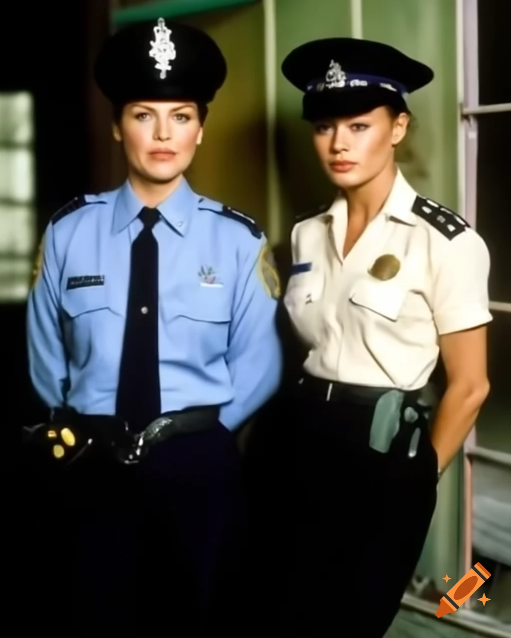 British actresses Liz Hurley and Carol Vorderman in matching police ...