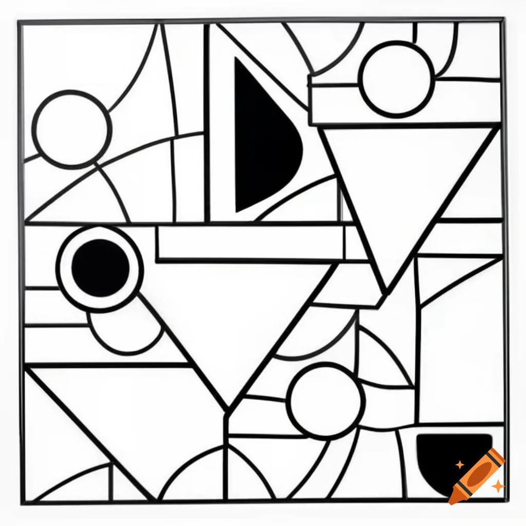 Geometric shapes for coloring book in black and white with thick lines ...