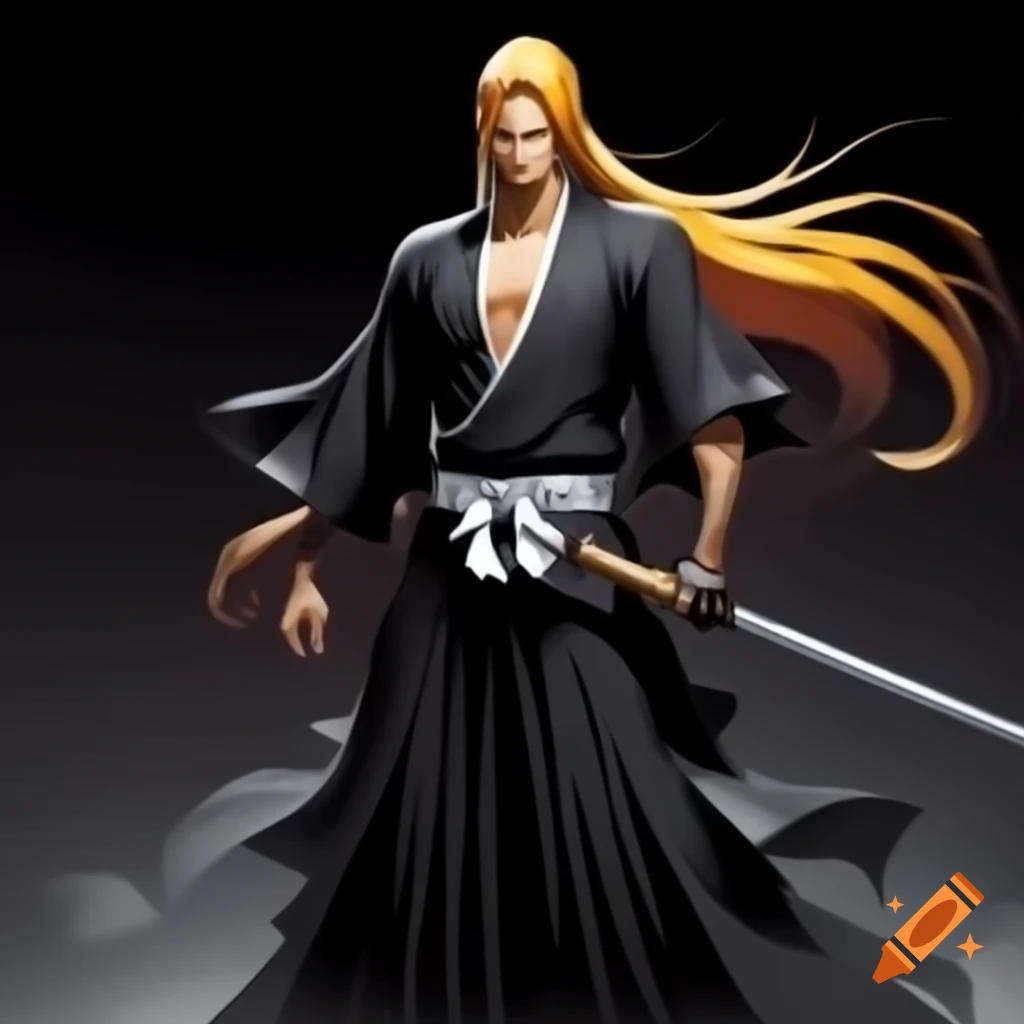 Highly detailed anime male character in zanpakuto robe and armor with ...