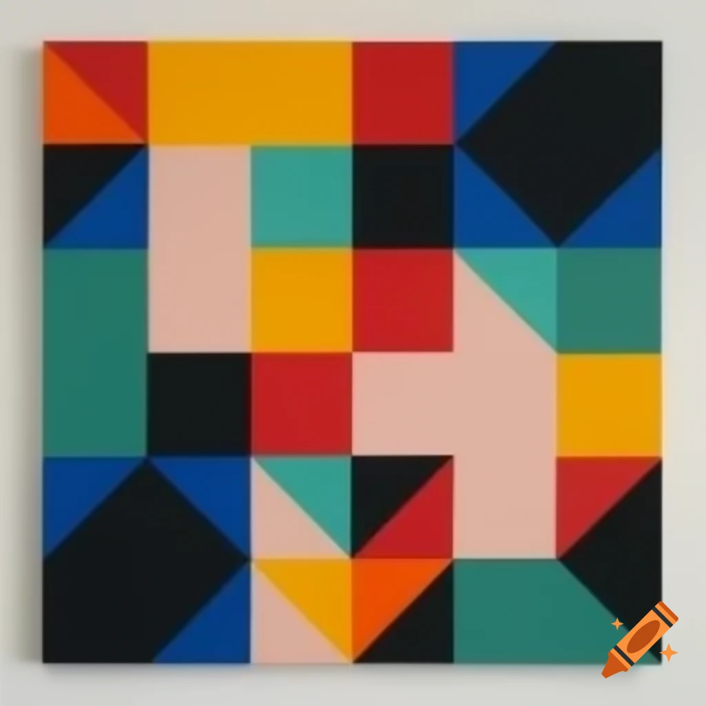 Abstract art featuring squares in three slightly different colors on ...