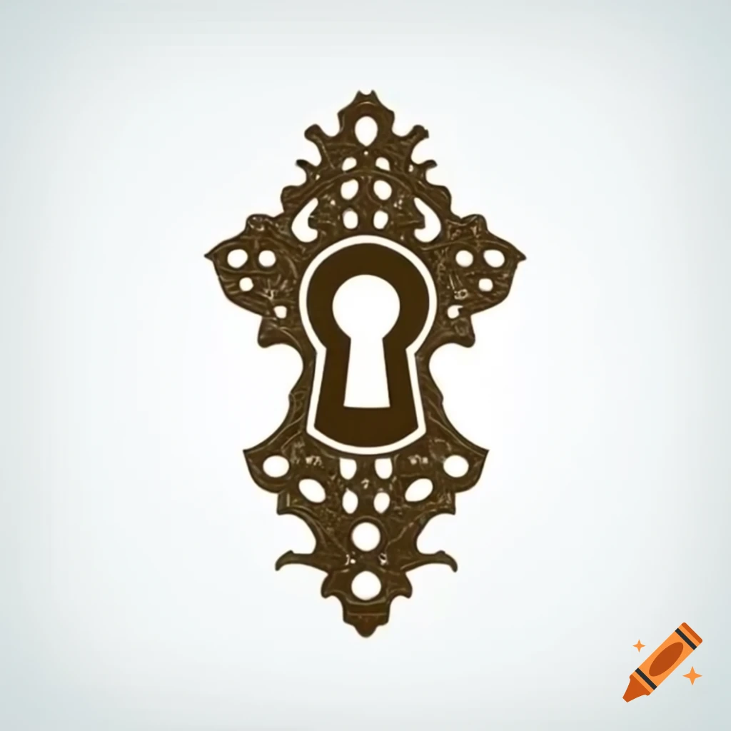 Geometric bronze aesthetic victorian keyhole cover design on Craiyon