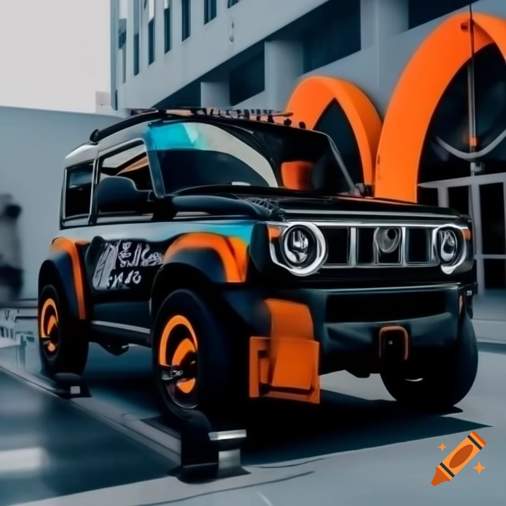 Customized 2024 Suzuki Jimny with matte black and orange accents for ...